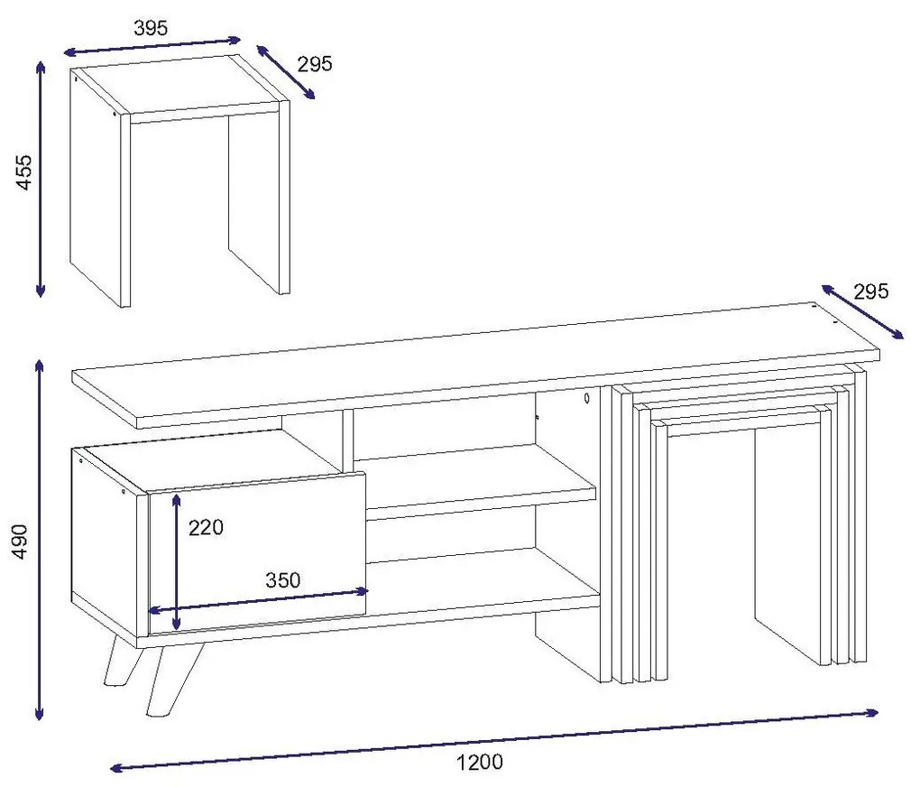 TV stolek Nature 120 cm bílý/ořech