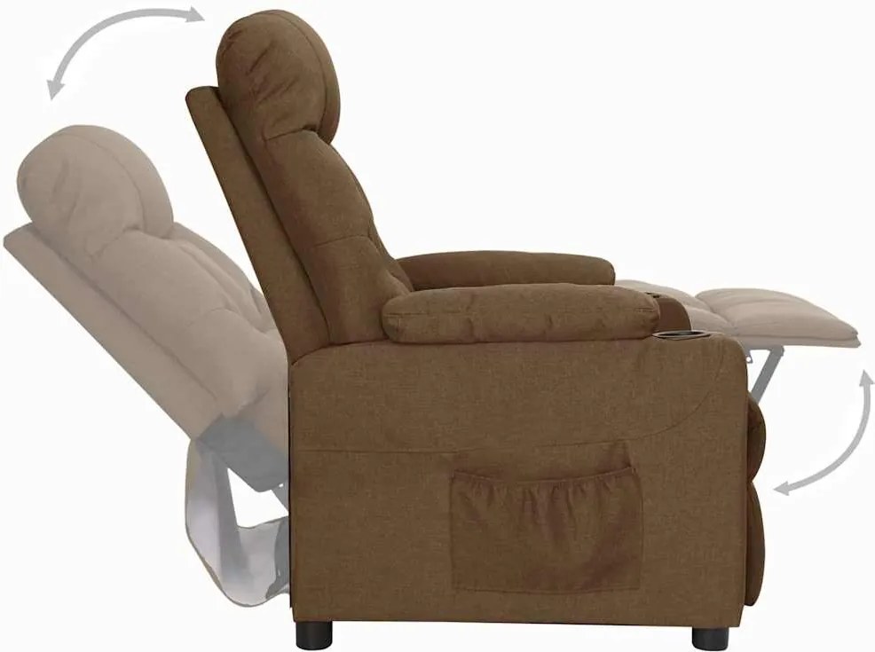 Polohovací křeslo hnědé textil 339086