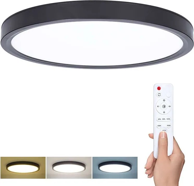 LED stropní světlo s dálkovým ovládáním Estela nastavitelné - průměr 30 cm, černá