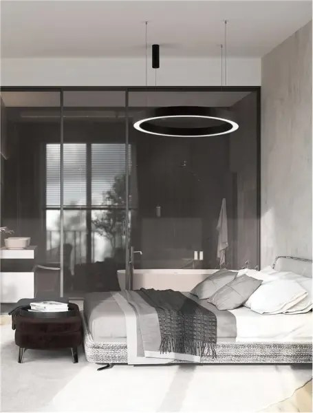 LED lustr Morbido 100 černé s dálkovým ovládáním