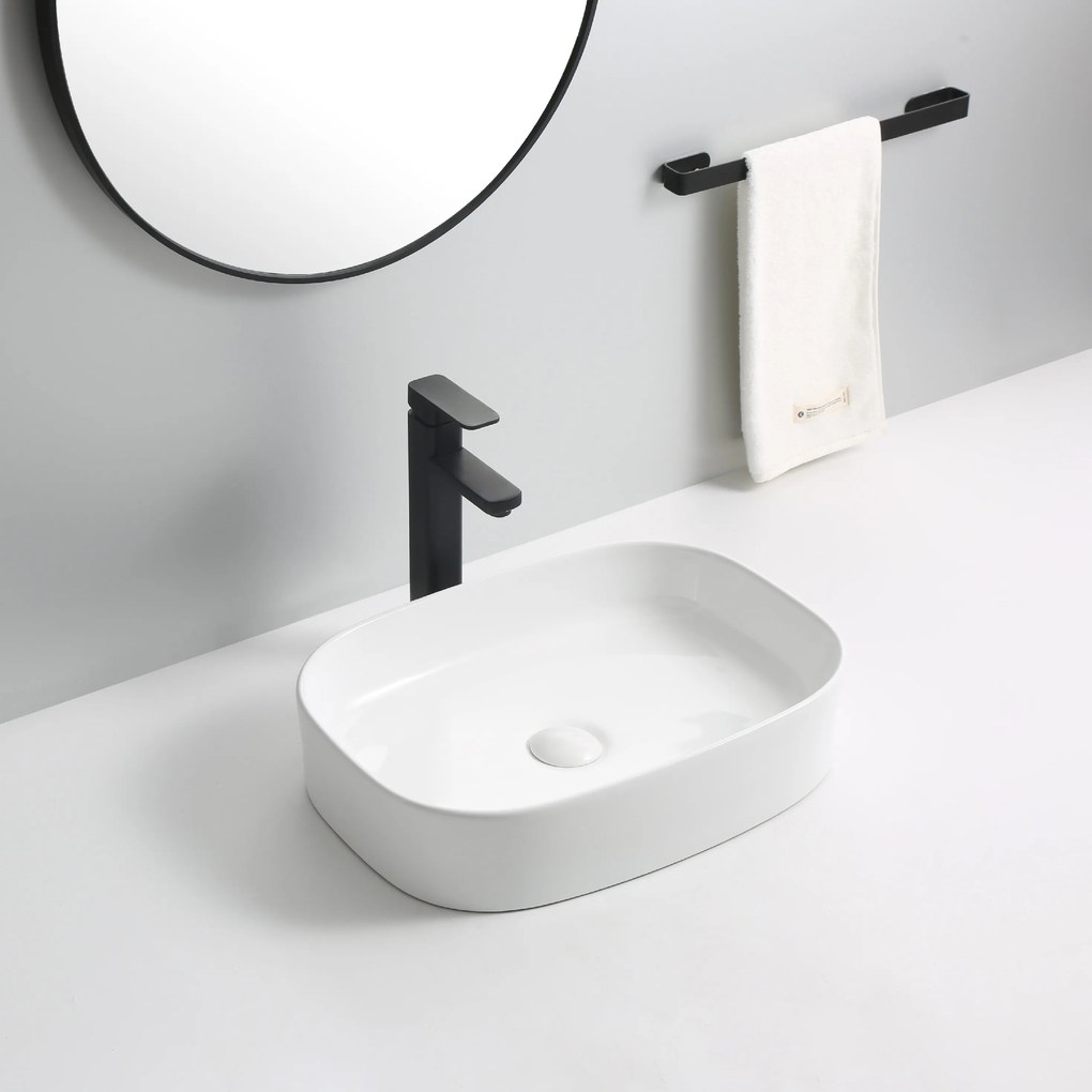 Erga Nancy, umyvadlo na desku 510x370x120 mm, bílá lesklá, ERG-V03-9611-WH