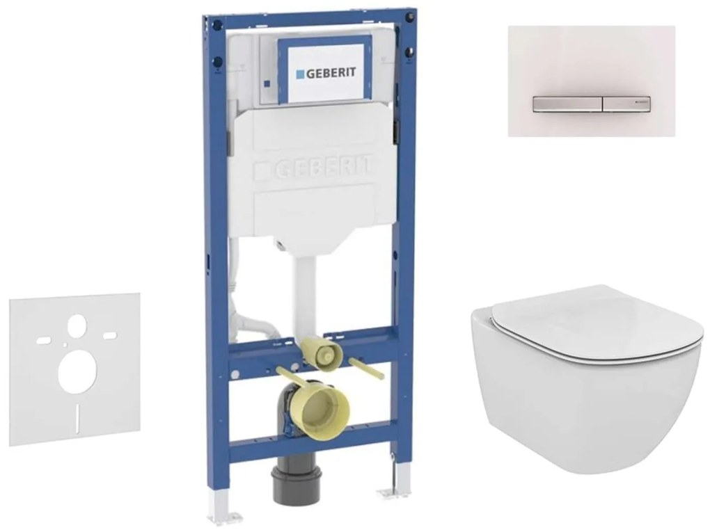 Geberit Duofix - Set předstěnové instalace, klozetu Tesi a sedátka softclose, tlačítko Sigma50, alpská bílá SANI11CD3139