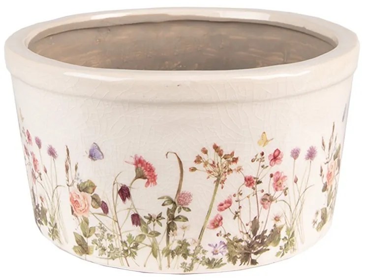 Keramický obal na květináč s lučními květy Flowers of Love M - Ø16*9 cm