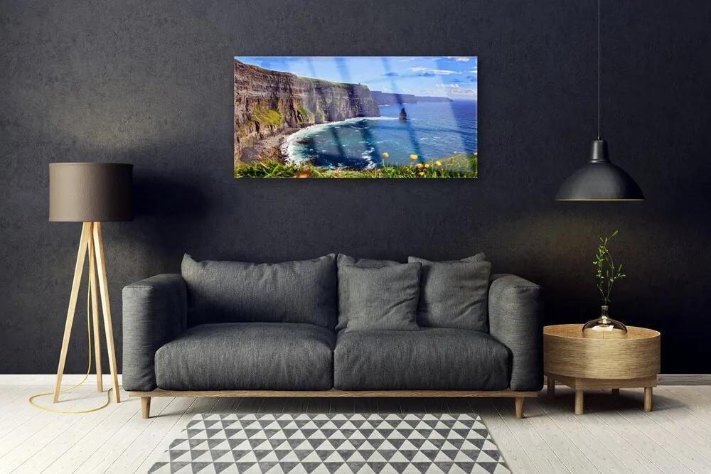 Obraz na skle Záliv Skály Moře Krajina 120x60 cm