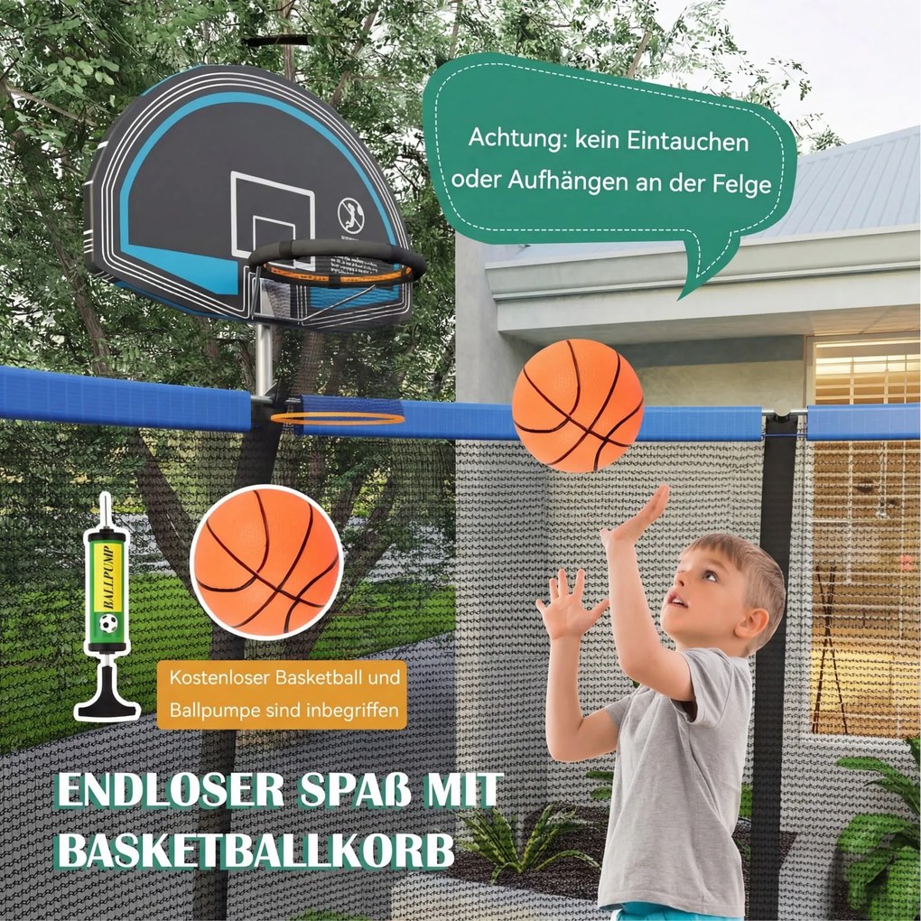 Costway Φ366 cm trampolína se žebříkem a basketbalovou a skákací podložkou