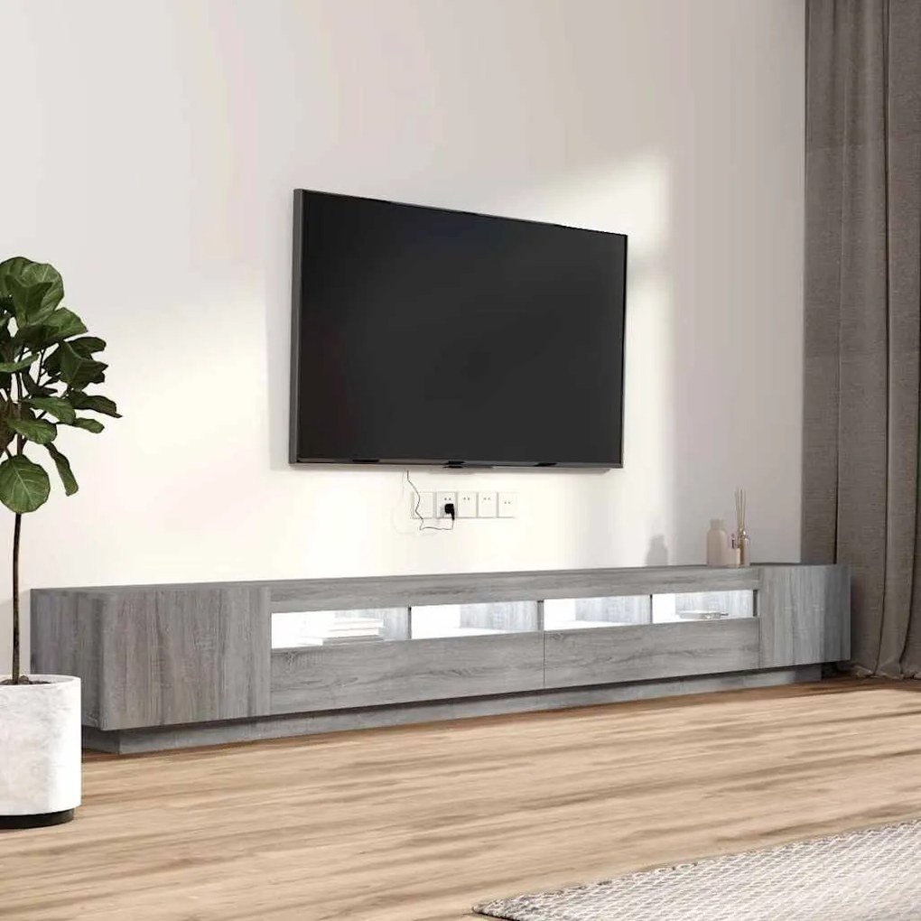 3dílný set TV skříněk s LED světly šedý sonoma kompozitní dřevo 3120177