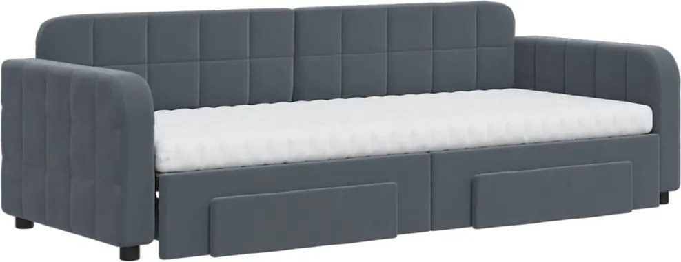 Válenda s přistýlkou a zásuvkami tmavě šedá 80 x 200 cm samet 3196995