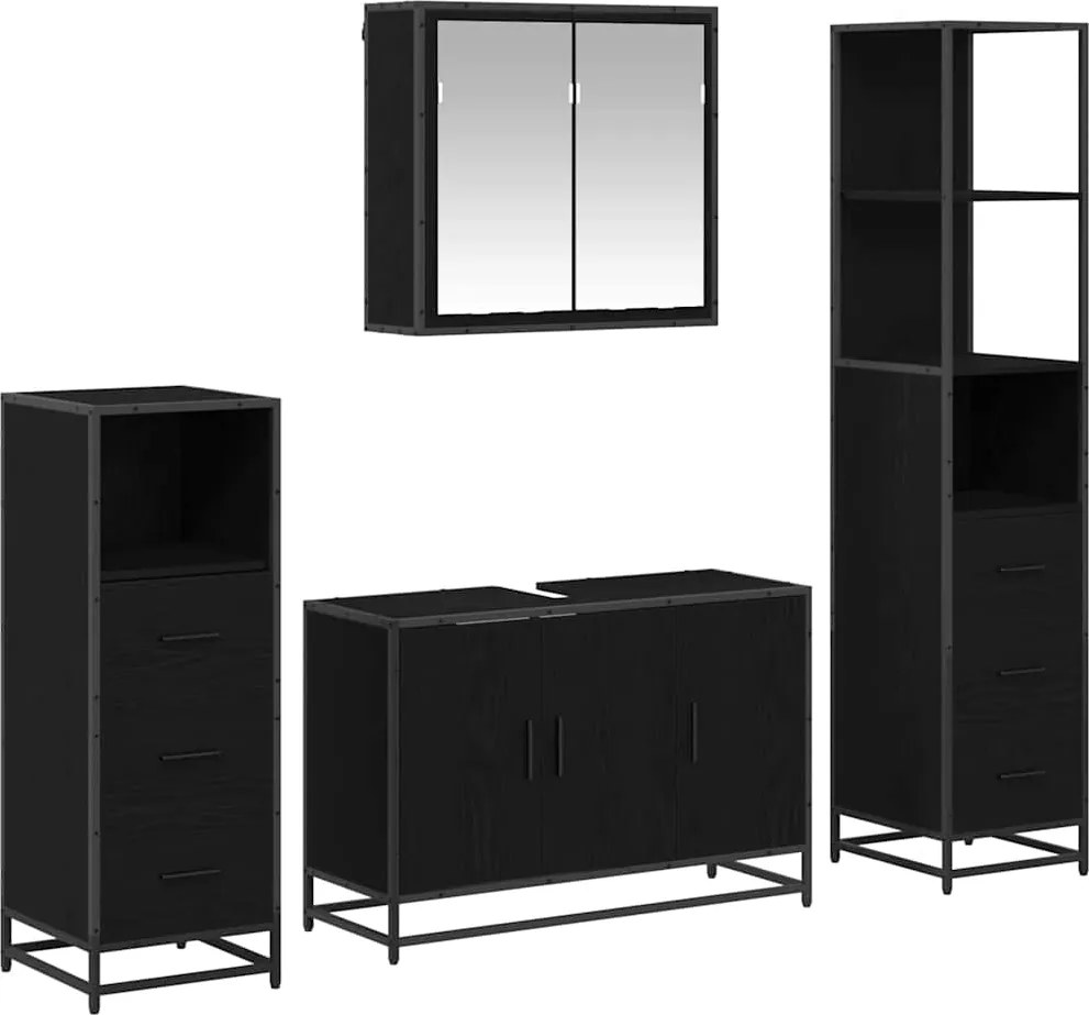 Sada koupelnového nábytku 4 ks Černý dub 90 x 33 x 60 cm 3402484