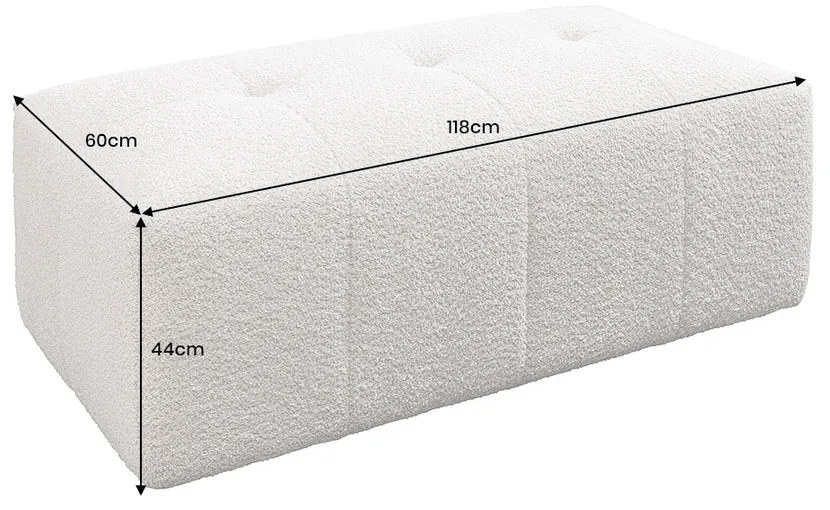 Massive home | Taburet ROYAL 120cm, bouclé, šedá