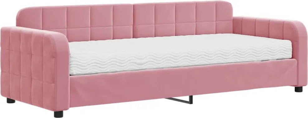 Válenda s matrací růžová 80 x 200 cm samet 3196901