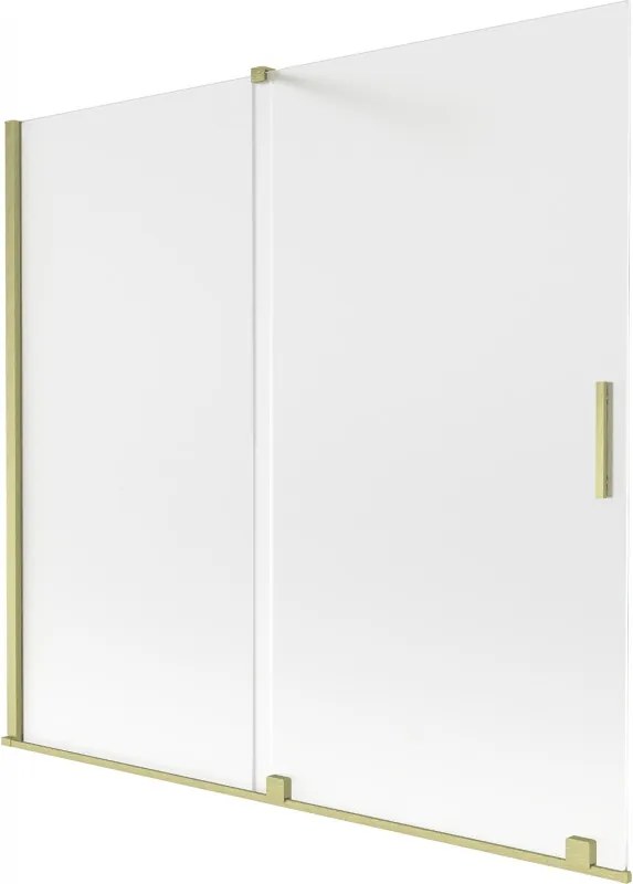 Mexen Velar, 2-křídlová posuvná vanová zástěna 170 x 150 cm, 8mm sklo námraza, zlatá matná, 896-170-000-31-55