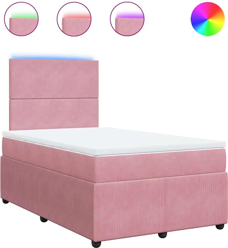 Box spring postel s matrací růžová 120x190 cm samet 3294585