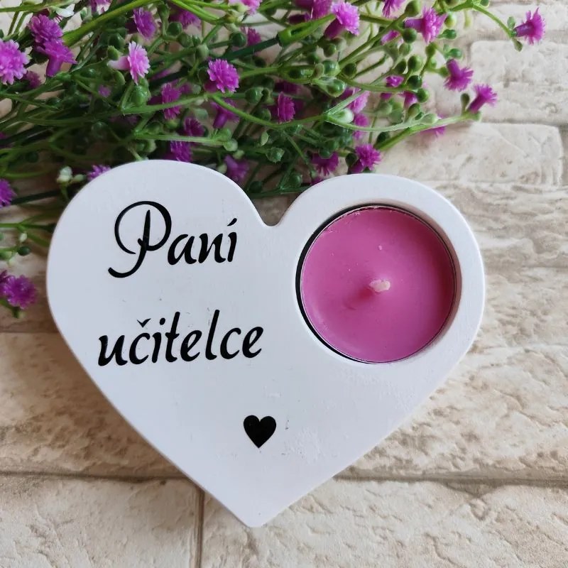 Svícen srdíčko Paní učitelce