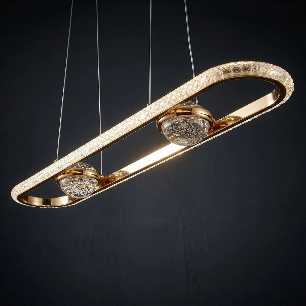 Toolight Toolight, LED závěsné svítidlo 98cm, 120W, 4000K, 5000lm, G159-CP, zlatá lesklá, OSW-06411