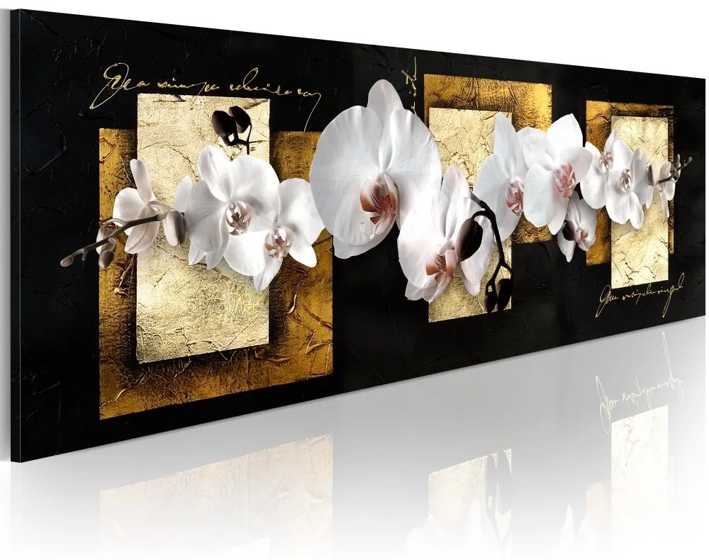 Obraz na plátně Bimago - Důmyslná kompozice s orchidejemi 120x40 cm,