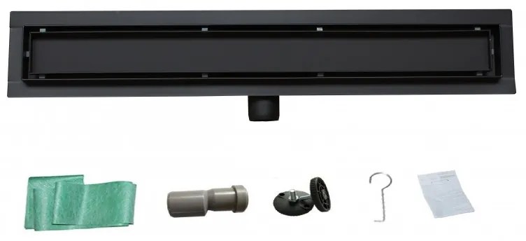 Mexen Flat nerezový sprchový žlab 80 cm, vzor M18, černá, 1723080-15