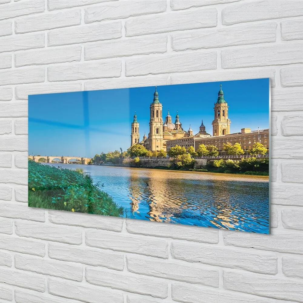 Obraz na skle Španělsko Katedrála řeky 120x60 cm