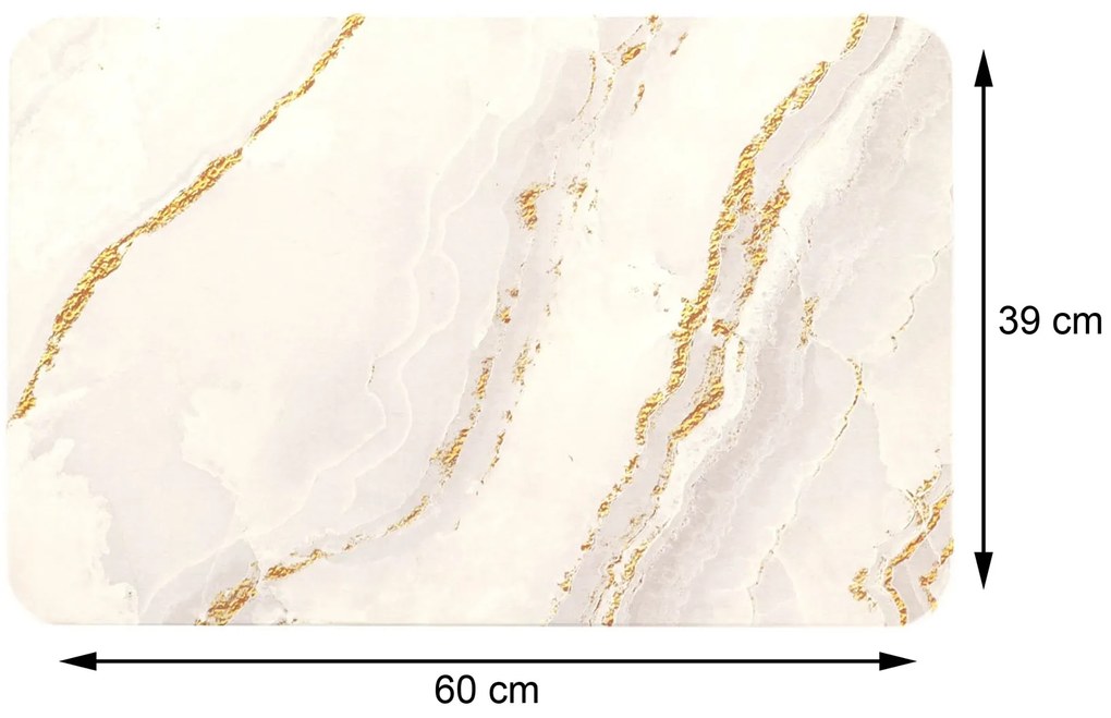 Předložka do koupelny Sofer Marble, 39x60 cm, zlatá/bílá