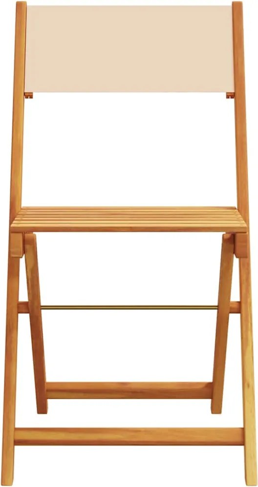 3dílný bistro set béžový textil a masivní dřevo 3281751
