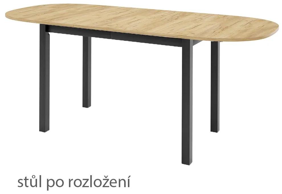Jídelní stůl KLEBO P | 150x80 cm | rozkládací | černé dřevěné nohy | VÝBĚR DEKORU DESKY