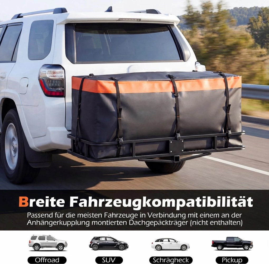 Costway 550 L zadní tažná skříň přívěsu s popruhem a úložnou taškou. Vodotěsná