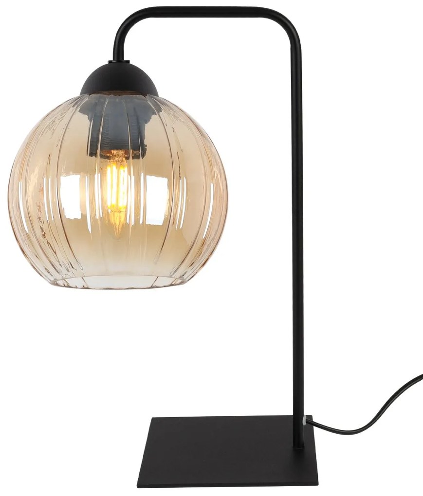 Stolní lampa Costa, 1x medové skleněné stínítko, b