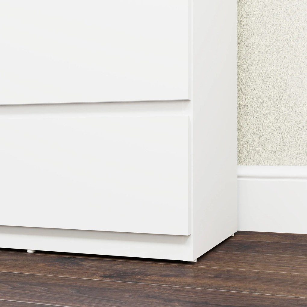 HOMCOM Komoda s 5 Zásuvkami, Moderní Skříň na Oblečení pro Obývací Pokoj, Ložnici a Chodbu, Bílá, 55 x 34 x 100 cm
