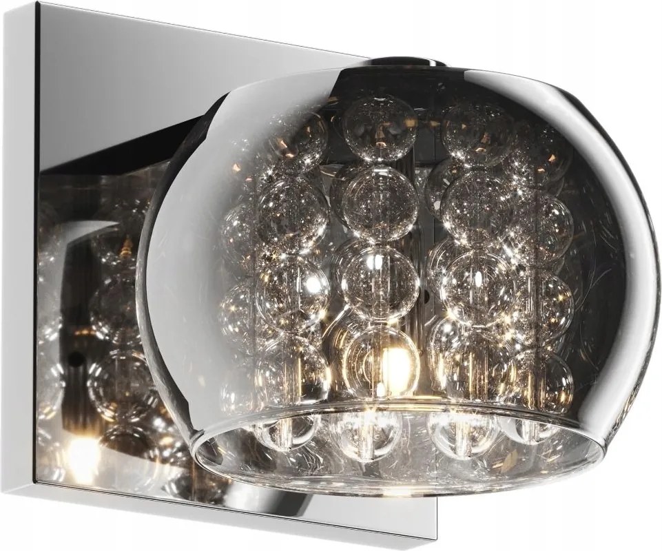 Nástěnná lampa se čtvercovou deskou a závěsnými křišťálovými koulemi Crystal
