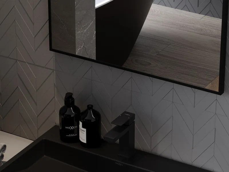 Mexen Loft, obdélníkové koupelnové zrcadlo 60 x 40 cm, barva rámu černá matná, 9852-060-040-000-70
