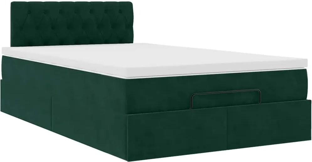 Osmanský rám postele s matrací tmavě zelená 120x200cm samet 3311840