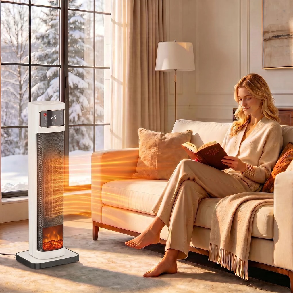 HOMCOM Keramický topný ventilátor, 2000 W, 4 režimy, termostat, dálkové ovládání, úsporný
