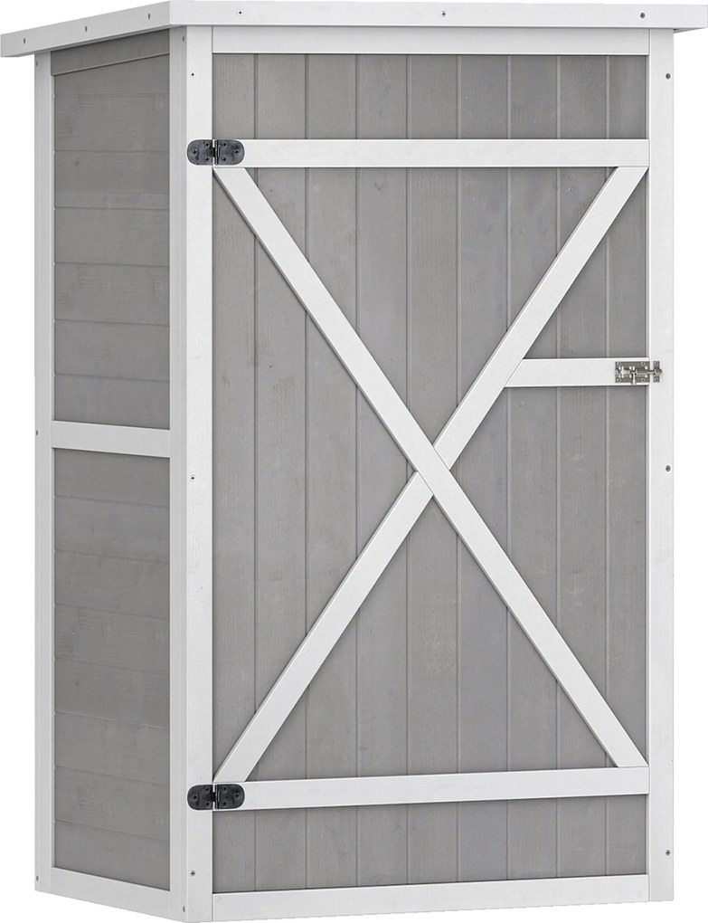 Outsunny zahradní přístřešek na nářadí police jedle černá+šedá+bílá 75x56x115cm | Aosom