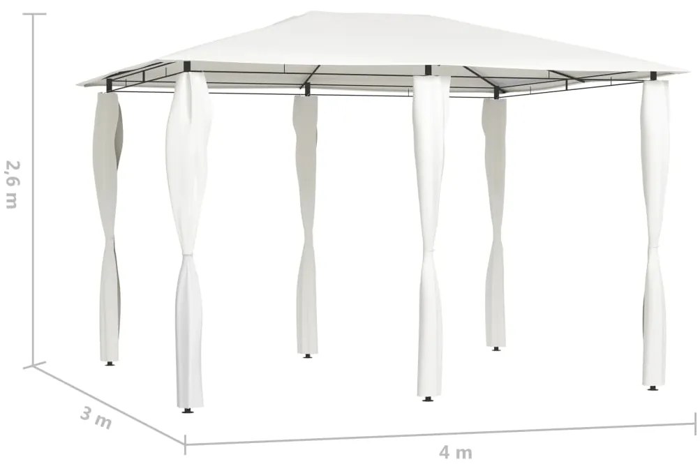 vidaXL Marketos Altán s krytými sloupky 3 x 4 x 2,6 m krémový 160 g/m²