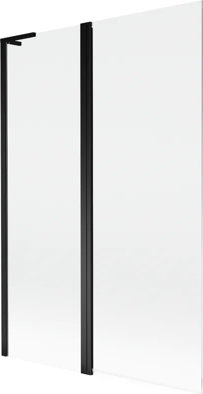 Mexen Mist L, 2-křídlová vanová zástěna 110 x 150 cm, čiré sklo, černý profil, 8A9L-120-011-70-00