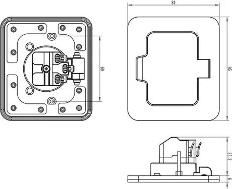 Solight 5B322B - Venkovní vestavná podlahová zásuvka IP55 černá obdélníkový