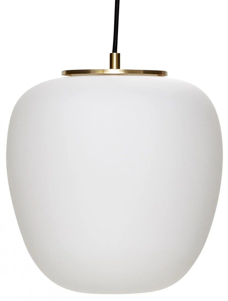 Hübsch Skleněný lustr White/Brass 30 cm, bílá barva, sklo