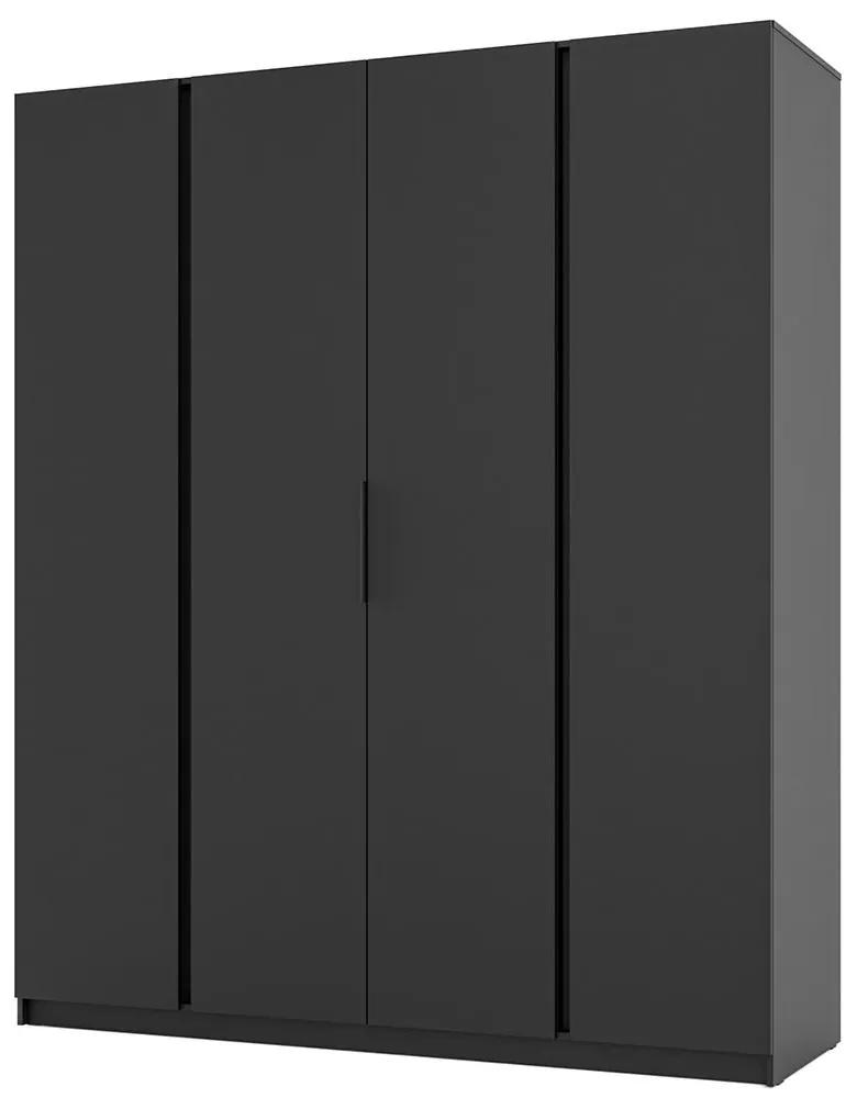 Šatní skříň KAJA 4F | 200 cm | bez zrcadla | VYSOKÁ | černá