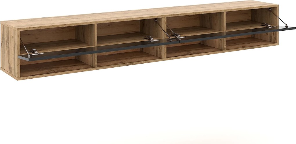 Závěsný TV stolek Derby 280 cm dub Wotan/černý