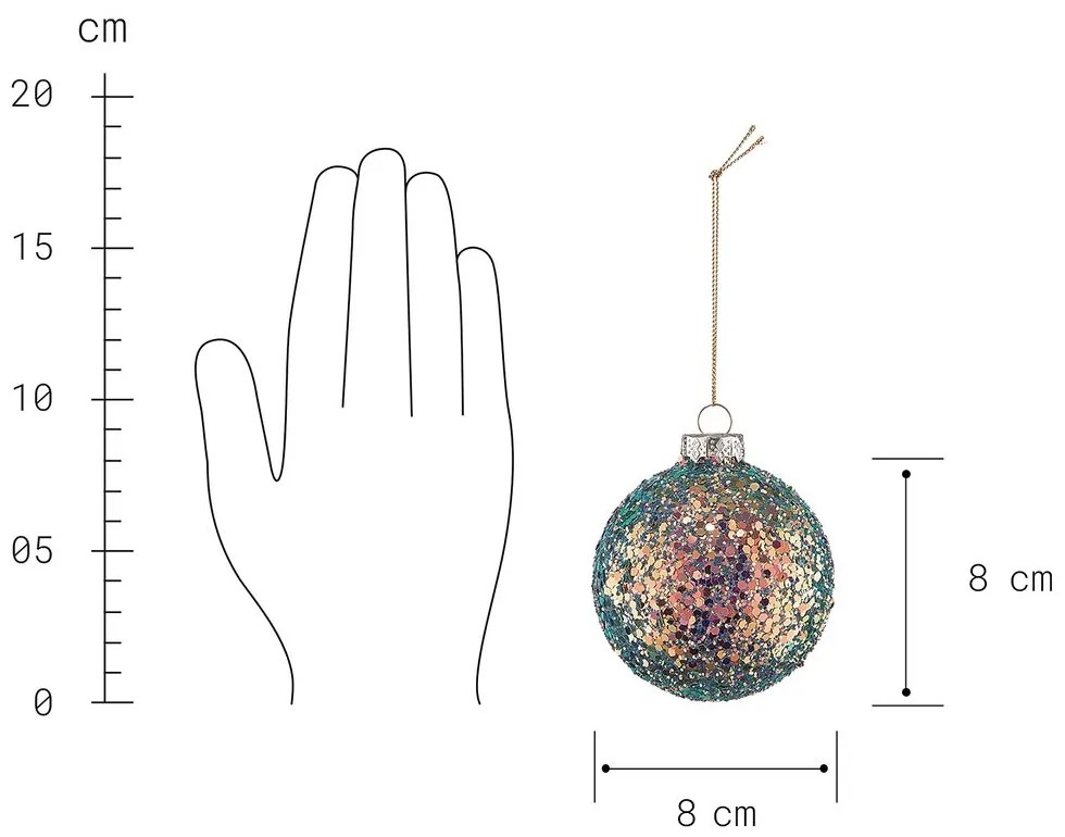 HANG ON Vánoční koule flitry 8 cm - zelená