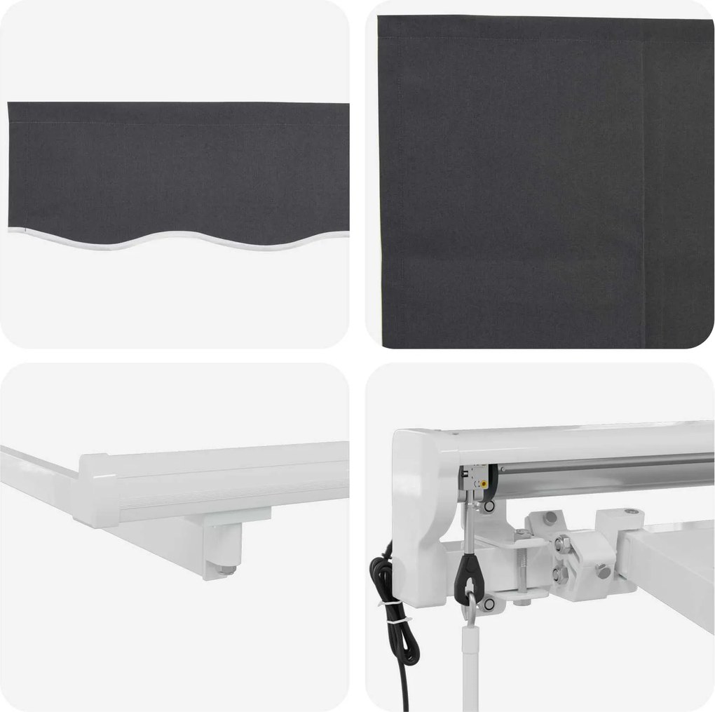 Stahovací markýza Antracit 400 x 200 cm Polyester a hliník 3329800