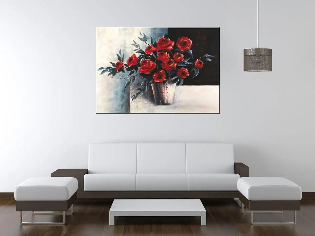 Gario Ručně malovaný obraz Růže ve váze Rozměry: 100 x 70 cm