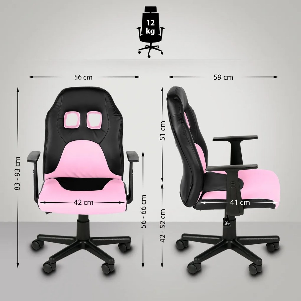 Dětská kancelářská židle Fun - Růžová