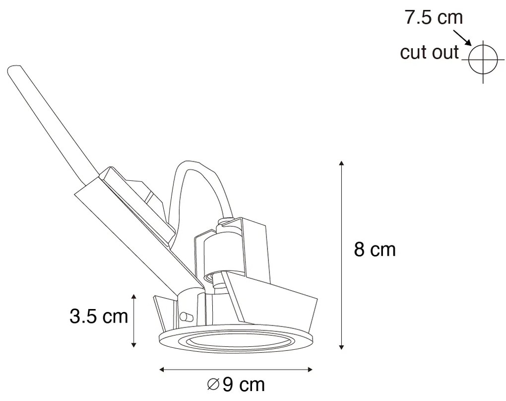 Sada 6 moderních zapuštěných bodových svítidel Cisco, kovově šedá, GU10, kulatá, 50mm, naklápěcí