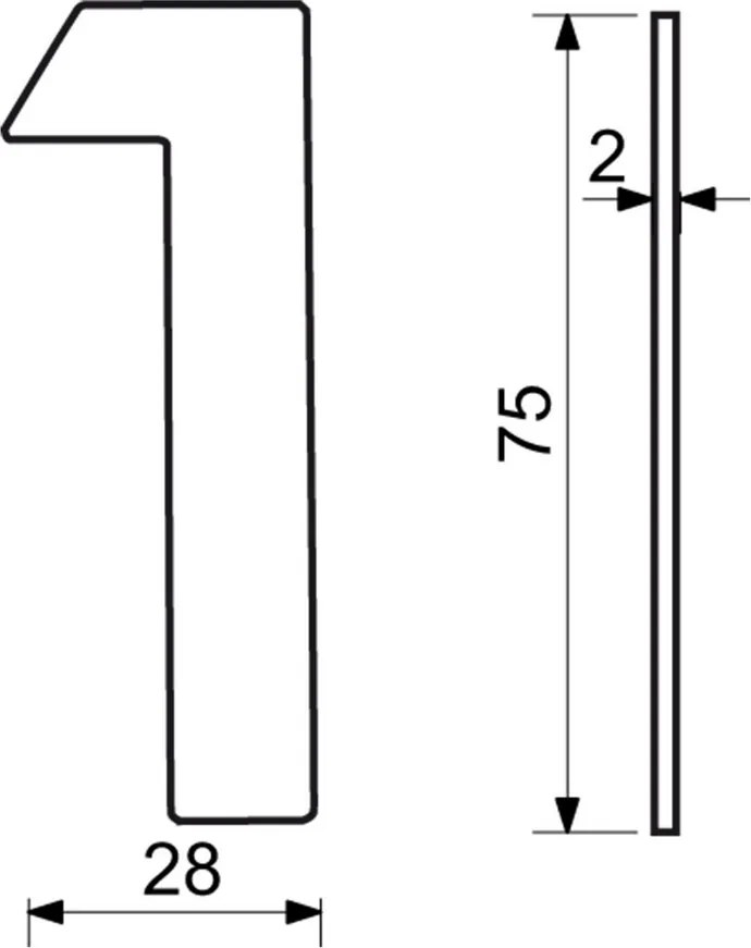 Domovní číslo "1", RN.75L, černá