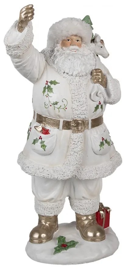 Bílá dekorace figurka Santa Claus s pytlem dárků - 21*23*43 cm