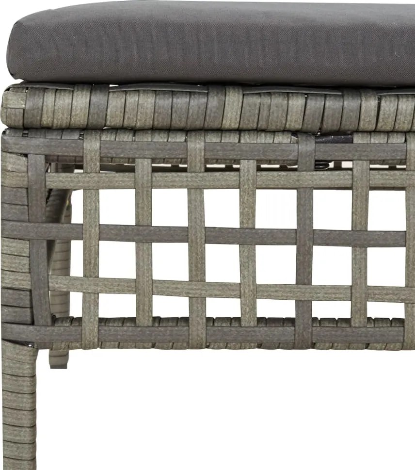 Zahradní podnožka s poduškou šedá polyratan 319669
