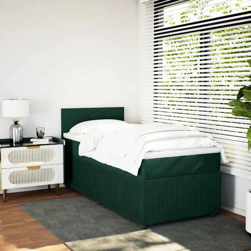 Box spring postel s matrací tmavě zelená 80 x 200 cm samet 3289887
