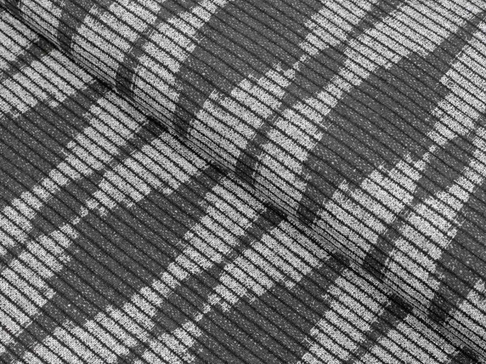 Biante Dekorační běhoun na stůl Leona LN-048 Tmavě šedé obrazce a proužky 20x180 cm