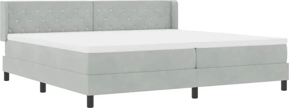 Postel s boxspringem s čelo Světle šedá 200 x 200 cm samet 3341432