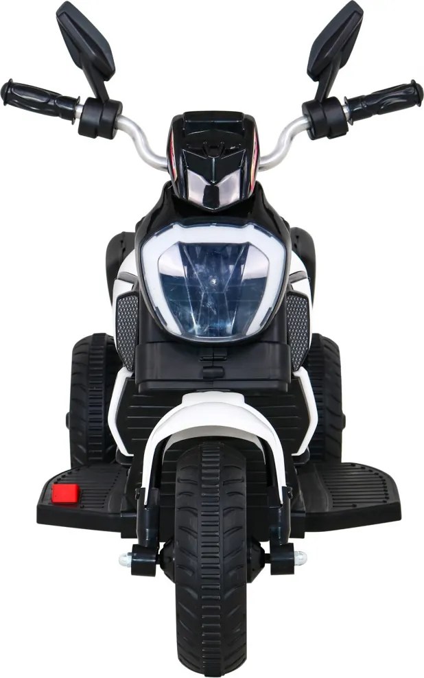 Ramiz Motorka Fast Tourist na baterie pro děti bílá + audio + světla + ekokůže